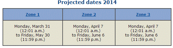 CMA CGM | Québec Spring Thaw Restrictions for 2014 (update)