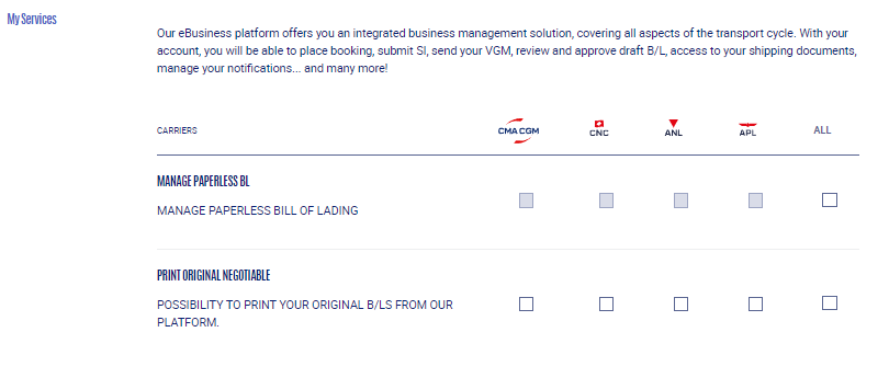 CMA CGM | Bill Of Lading Paperless
